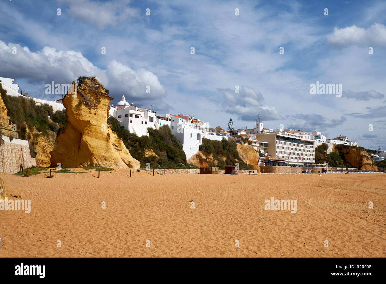 Beach and old town of Albufeira, Algarve, Faro District, Portugal ...