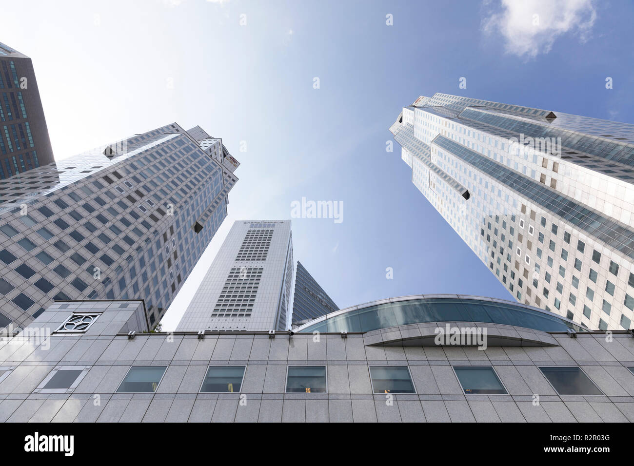 Singapore, high-rise facades, sky, from below Stock Photo - Alamy