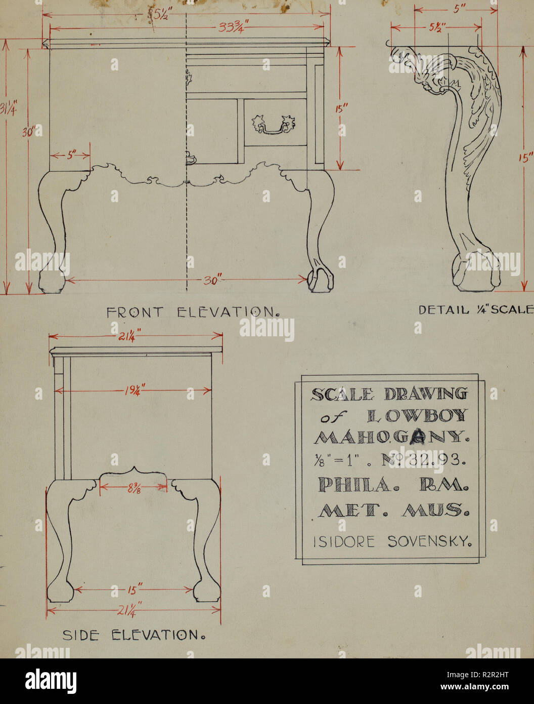 Lowboy. Dated: 1935/1942. Dimensions: overall: 26 x 21 cm (10 1/4 x 8 1 ...