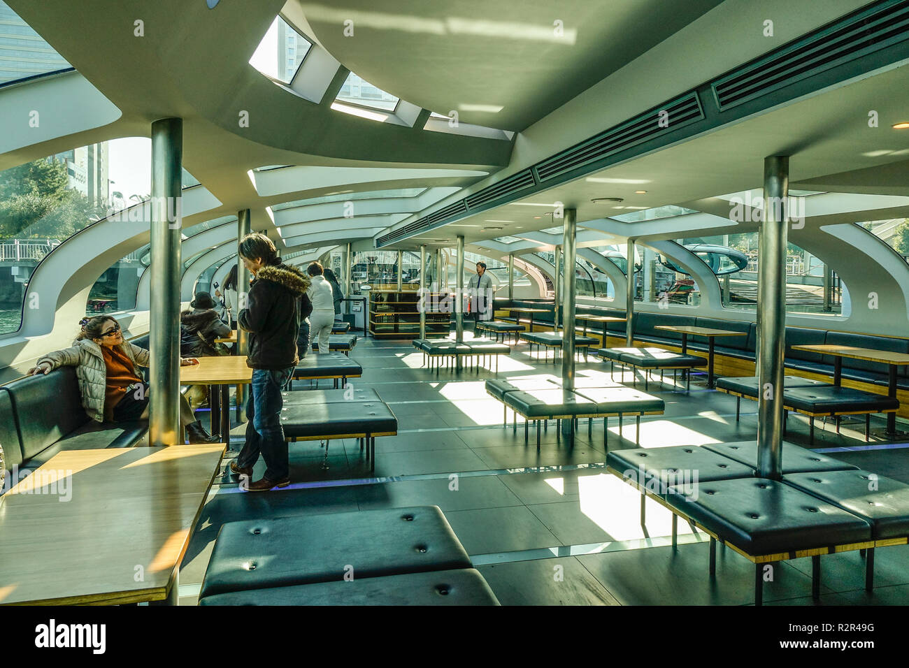 Tokyo, Japan - Jan 4, 2016. Interior of Himiko Water Bus in Tokyo ...