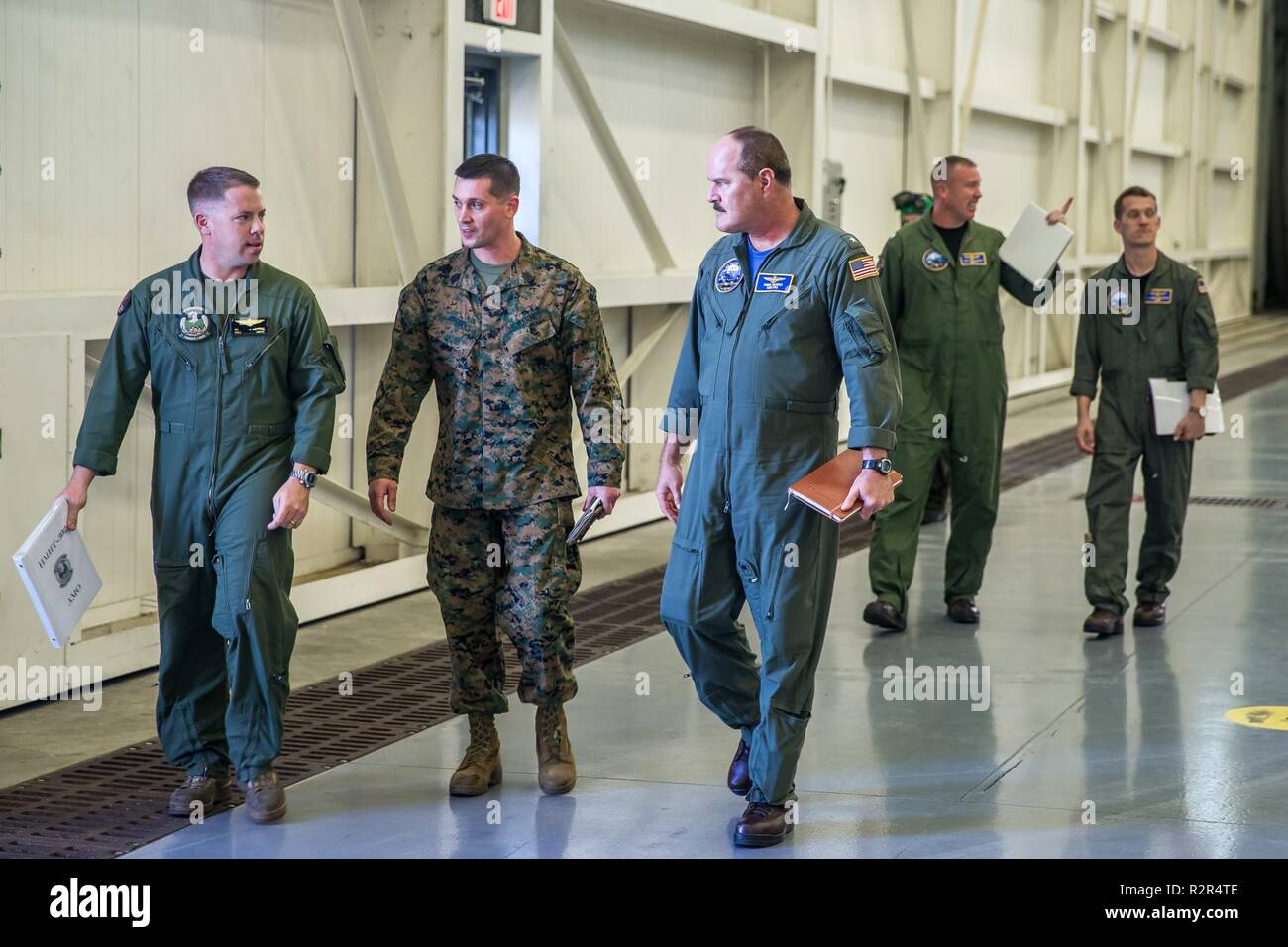 U.S. Navy Rear Adm. Greg Harris, right, chief, Naval Air Training ...
