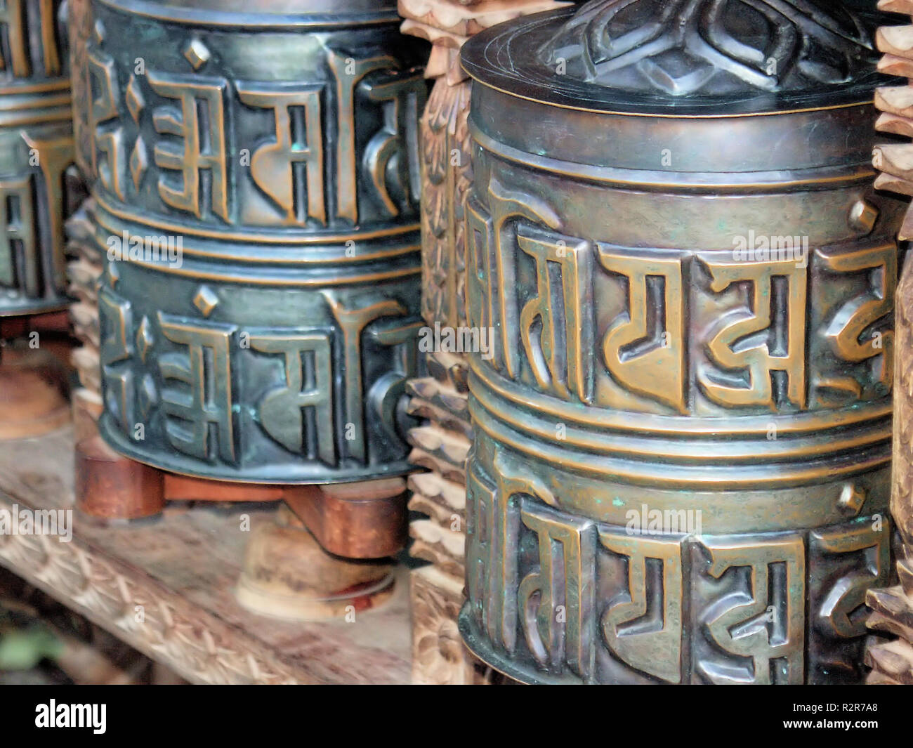 the prayer wheel detail Stock Photo - Alamy