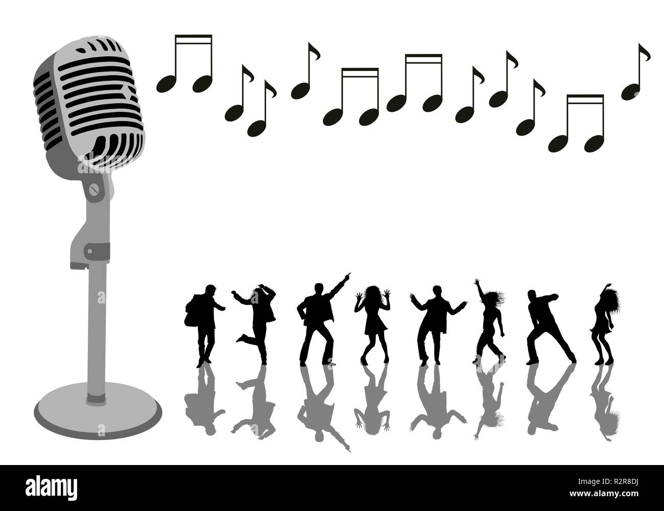 dancing silhouettes and microphone Stock Photo - Alamy
