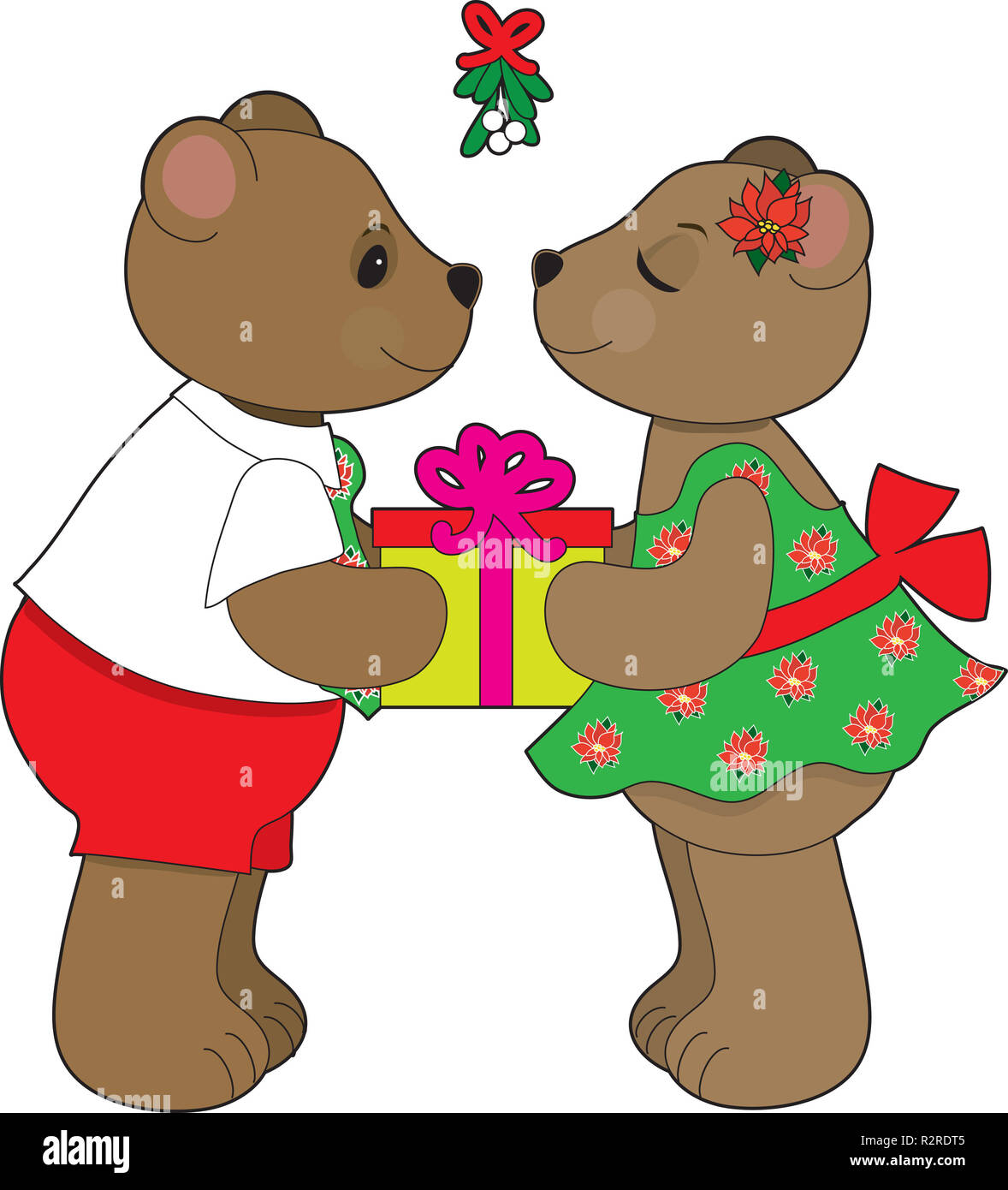 Children kissing mistletoe hi-res stock photography and images - Alamy