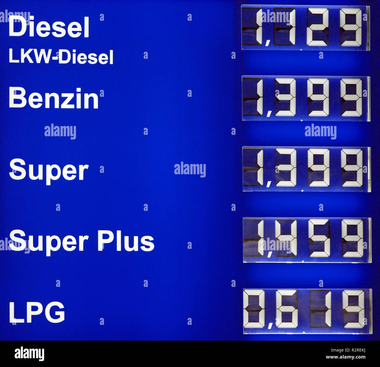 gasoline prices petrol station - dark blue Stock Photo - Alamy