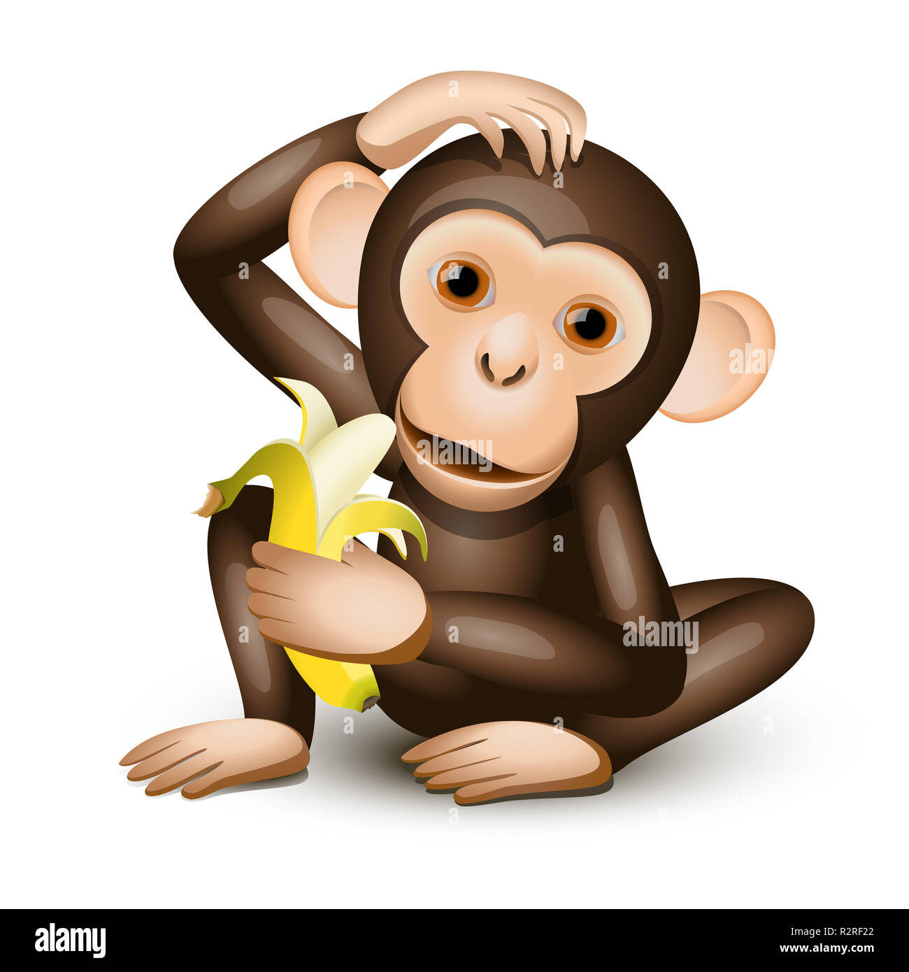 Cute monkey cartoon eating banana hi-res stock photography and images - Alamy