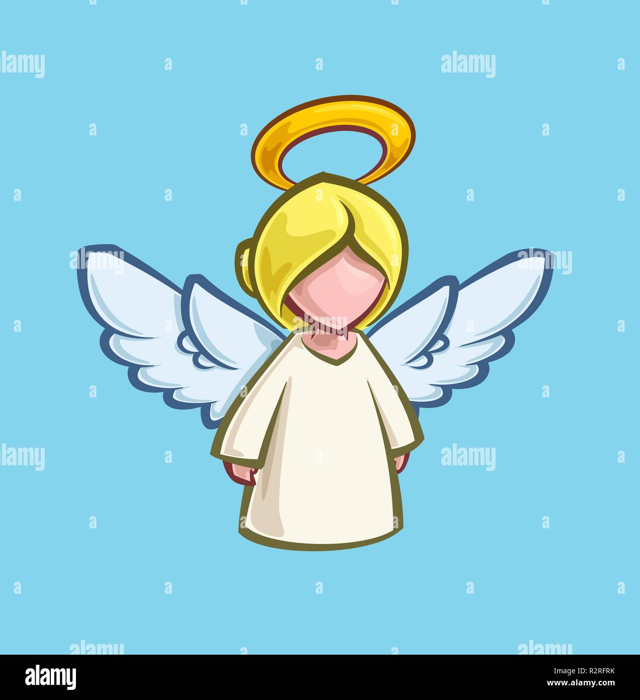 Cartoon Illustration of a little Angel. Vector Icon: Lines, Color ...