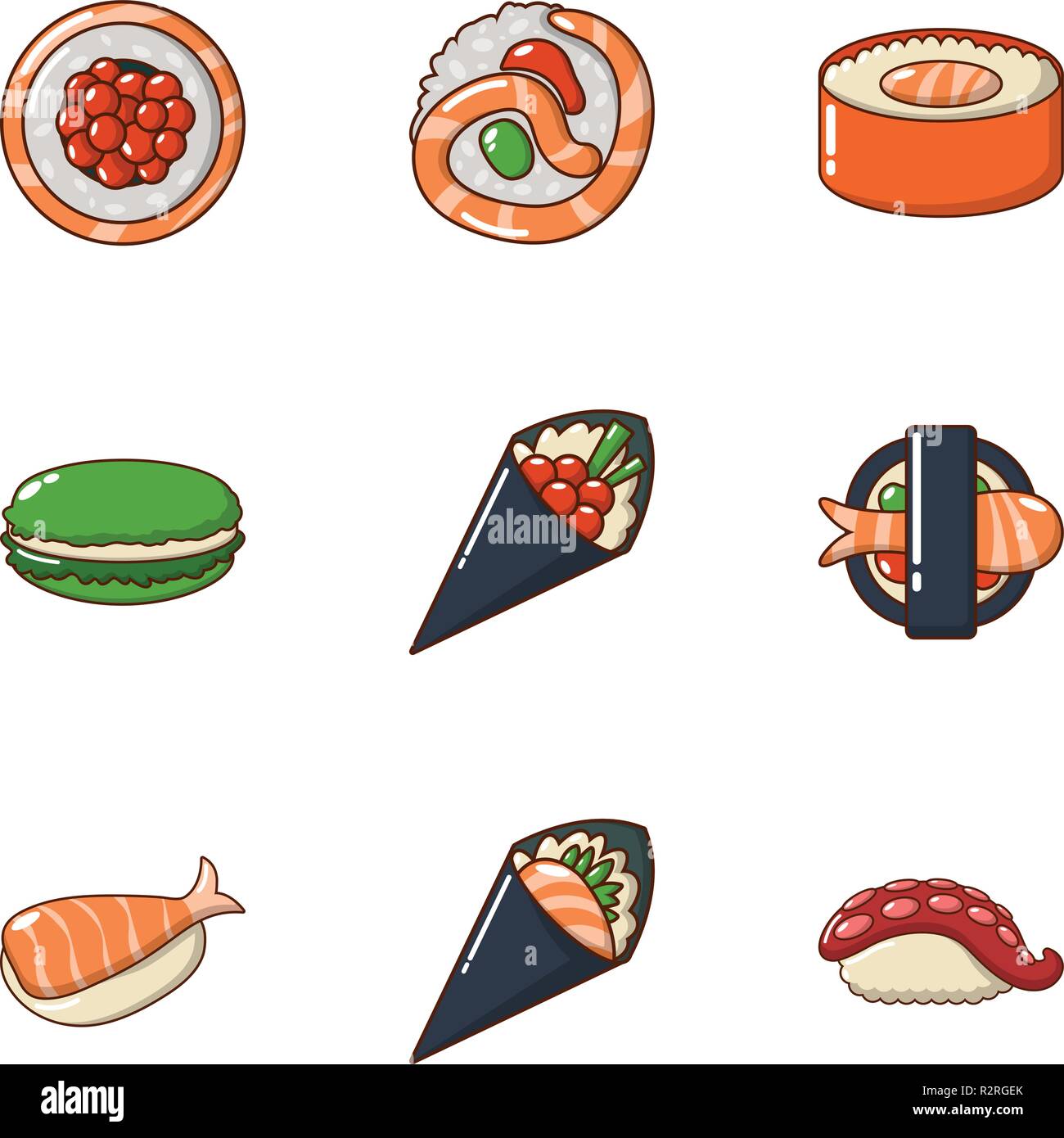 Raw fish icons set, cartoon style Stock Vector Image & Art - Alamy