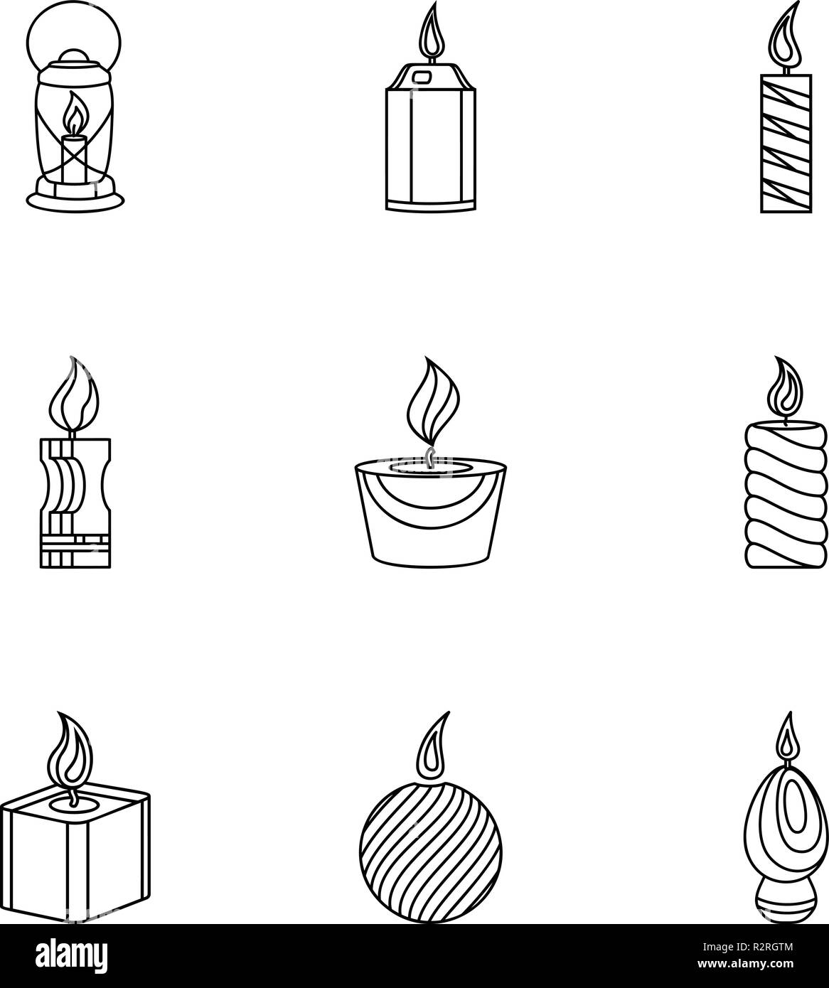 Fire radiance icons set, outline style Stock Vector Image & Art - Alamy