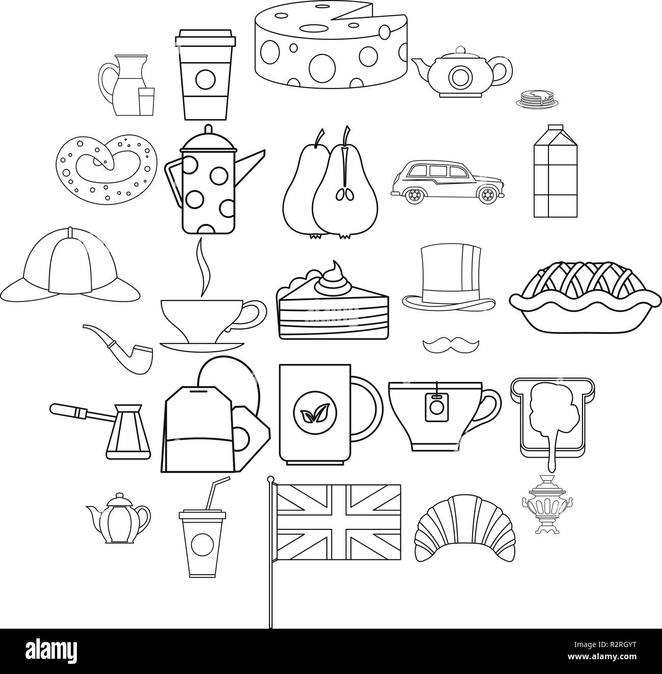 Mug of tea icons set, outline style Stock Vector Image & Art - Alamy