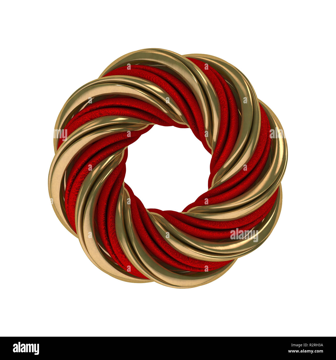 3D Mobius object, composed of brass and textile stripes, isolated on ...