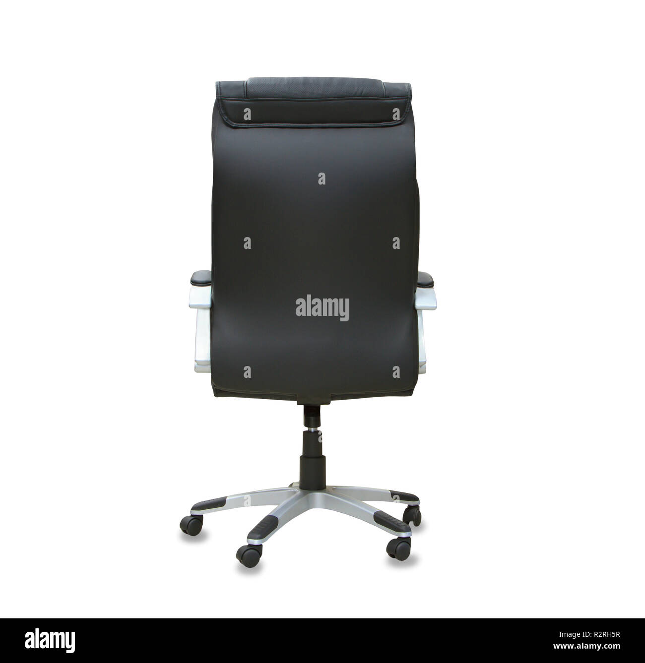 back view of modern office chair from black leather. Isolated Stock ...