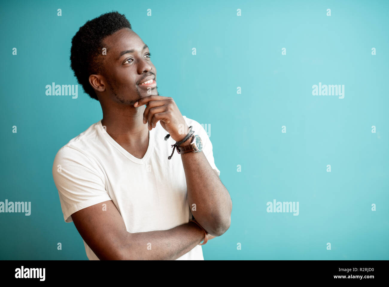 Portrait man thinking white background hi-res stock photography and ...