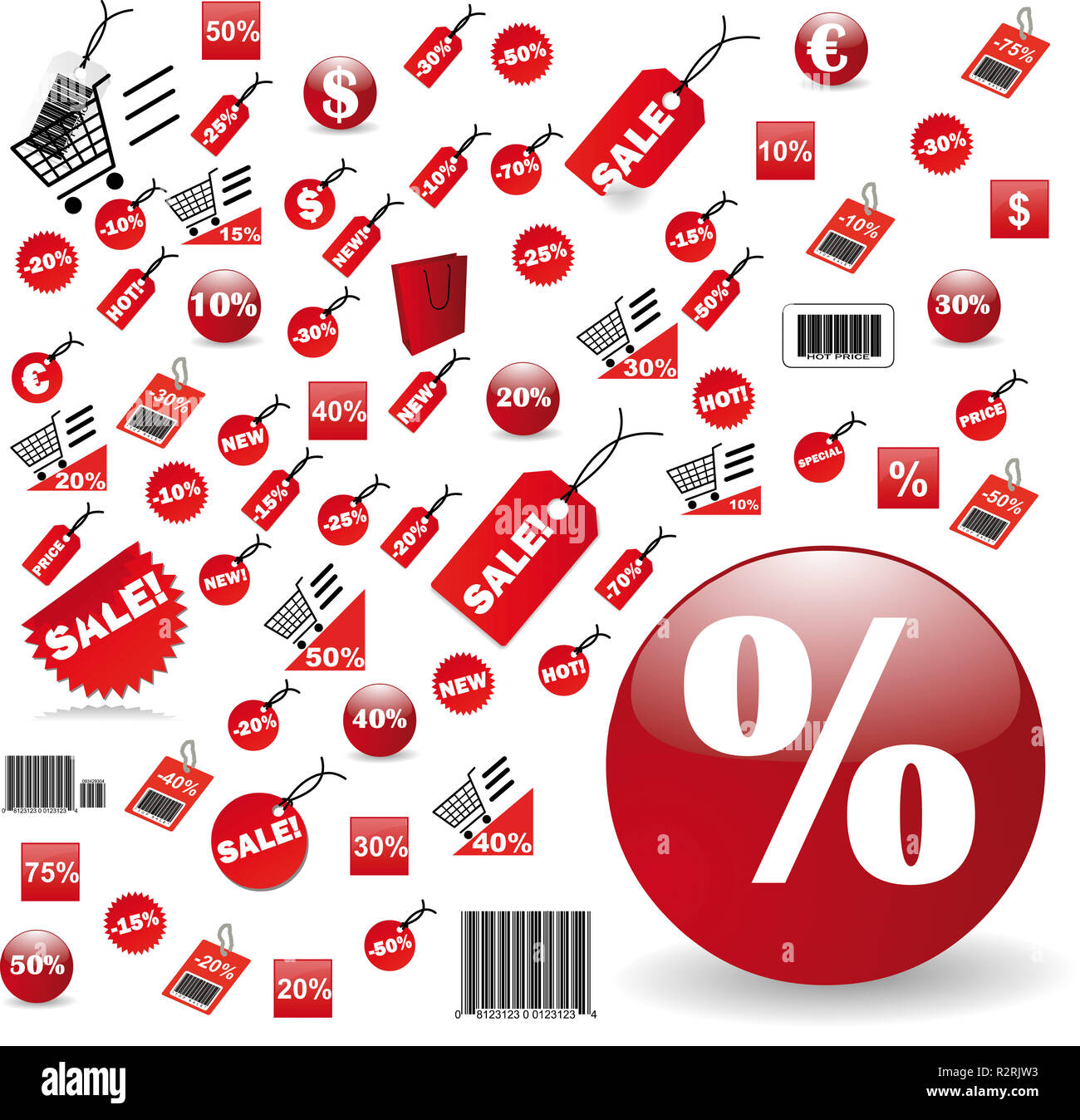 many price tags for the reduction Stock Photo - Alamy