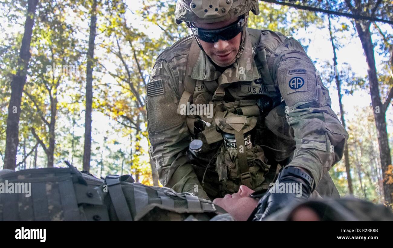 A combat medic assigned to the 82nd Airborne Division, Fort Bragg, N.C ...