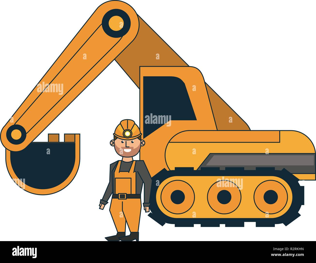 Mining worker with backhoe vector illustration graphic design Stock ...