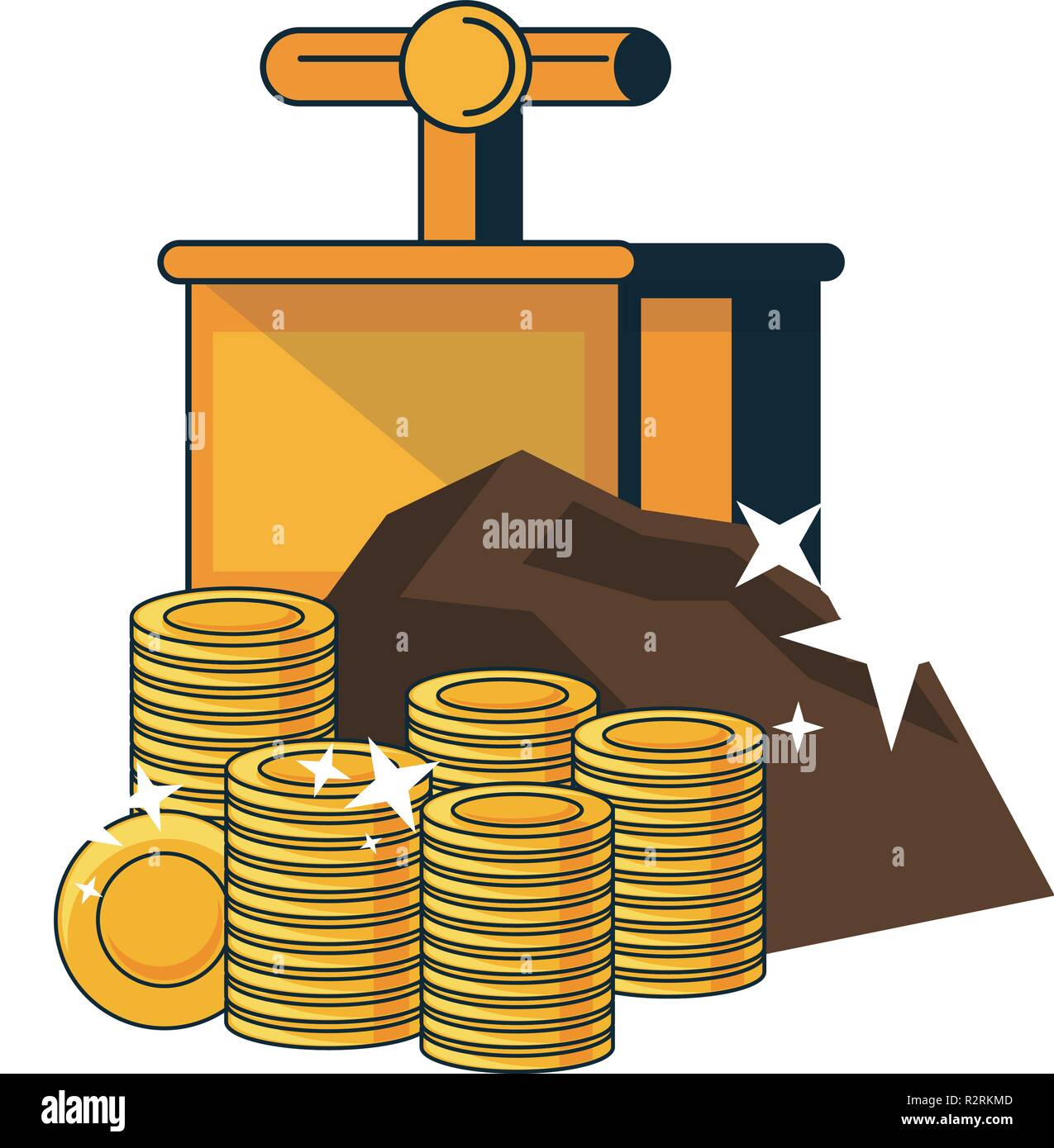 Mining gold coins and tnt detonator vector illustration graphic design ...