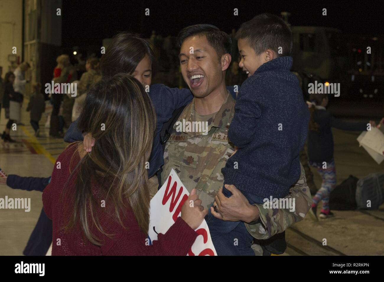 An airman from the 726th Air Control Squadron returns from deployment ...