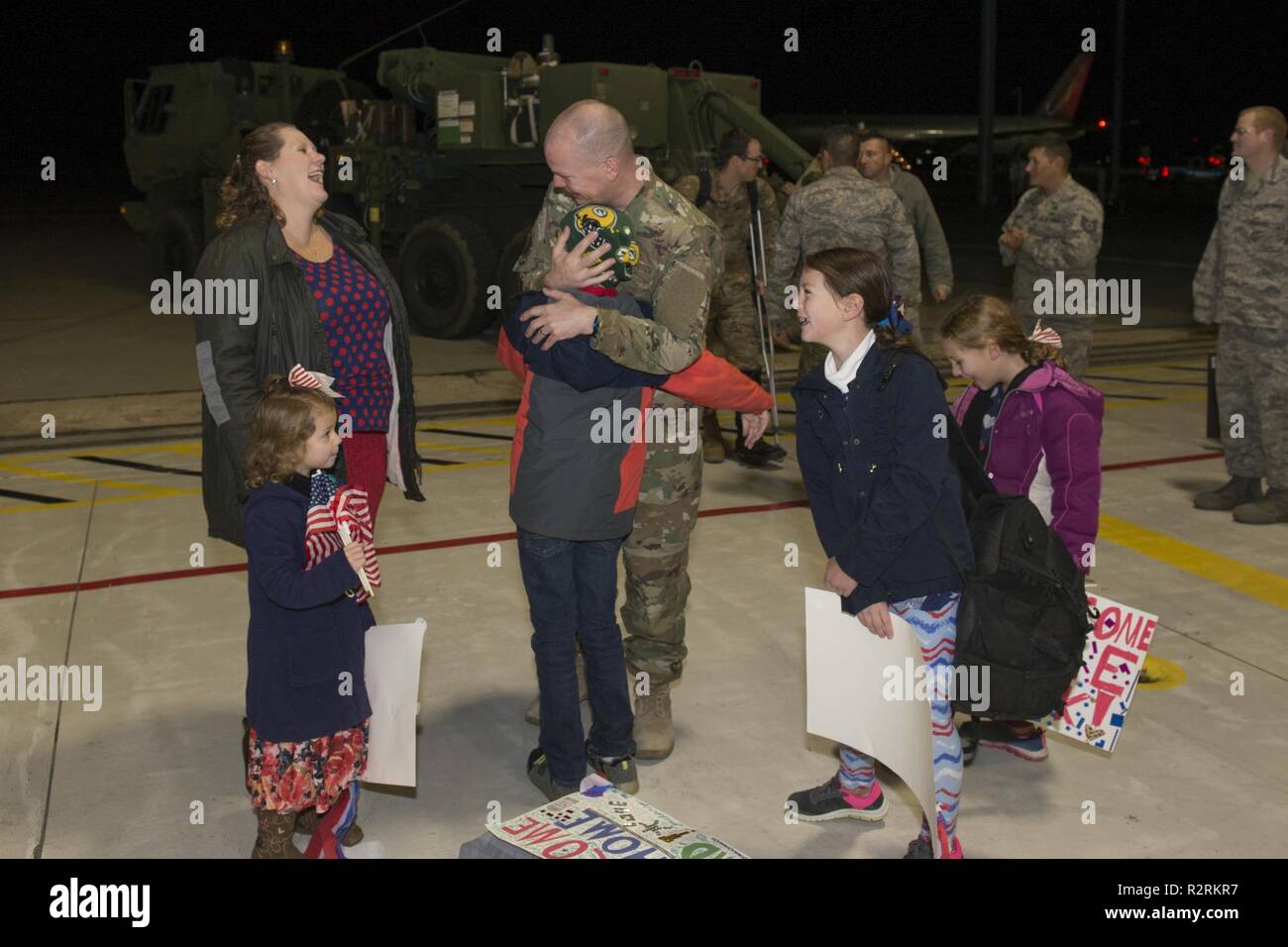 An airman from the 726th Air Control Squadron returns from deployment ...