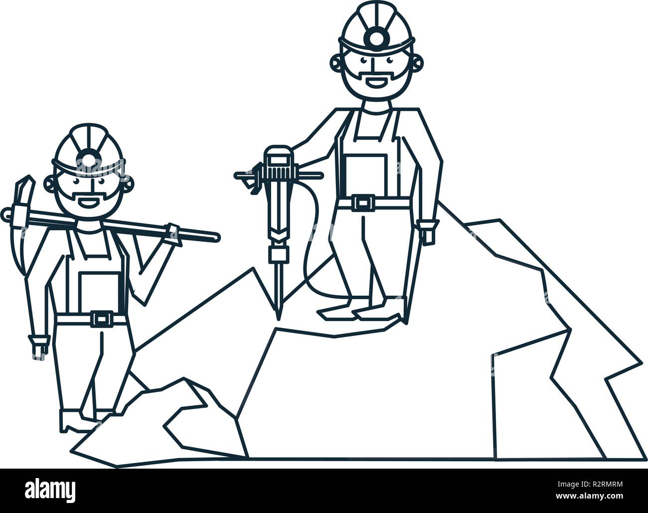 Mine workers drill rock Stock Vector Images - Alamy