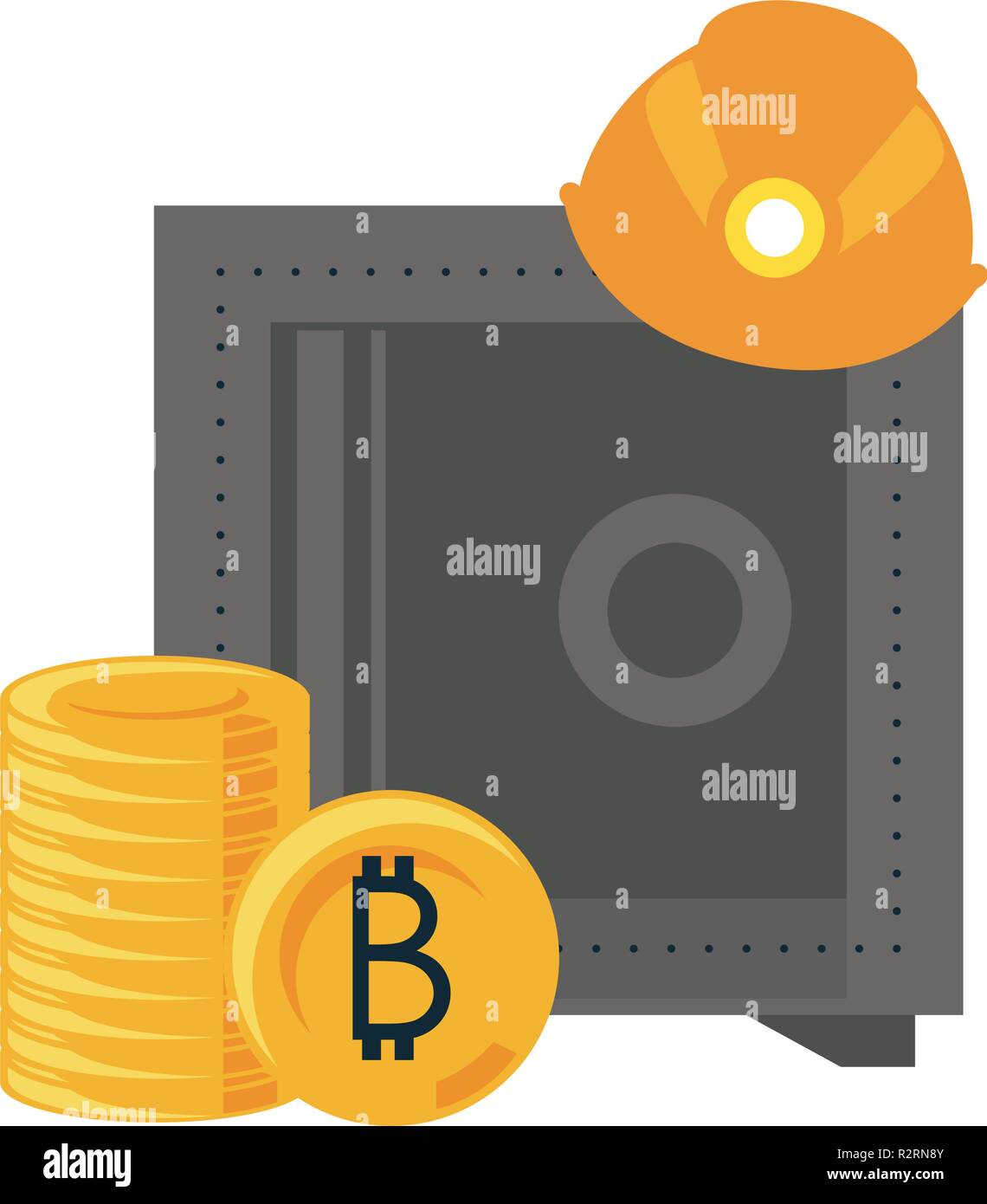 Bitcoin mining security with strongbox vector illustration graphic ...