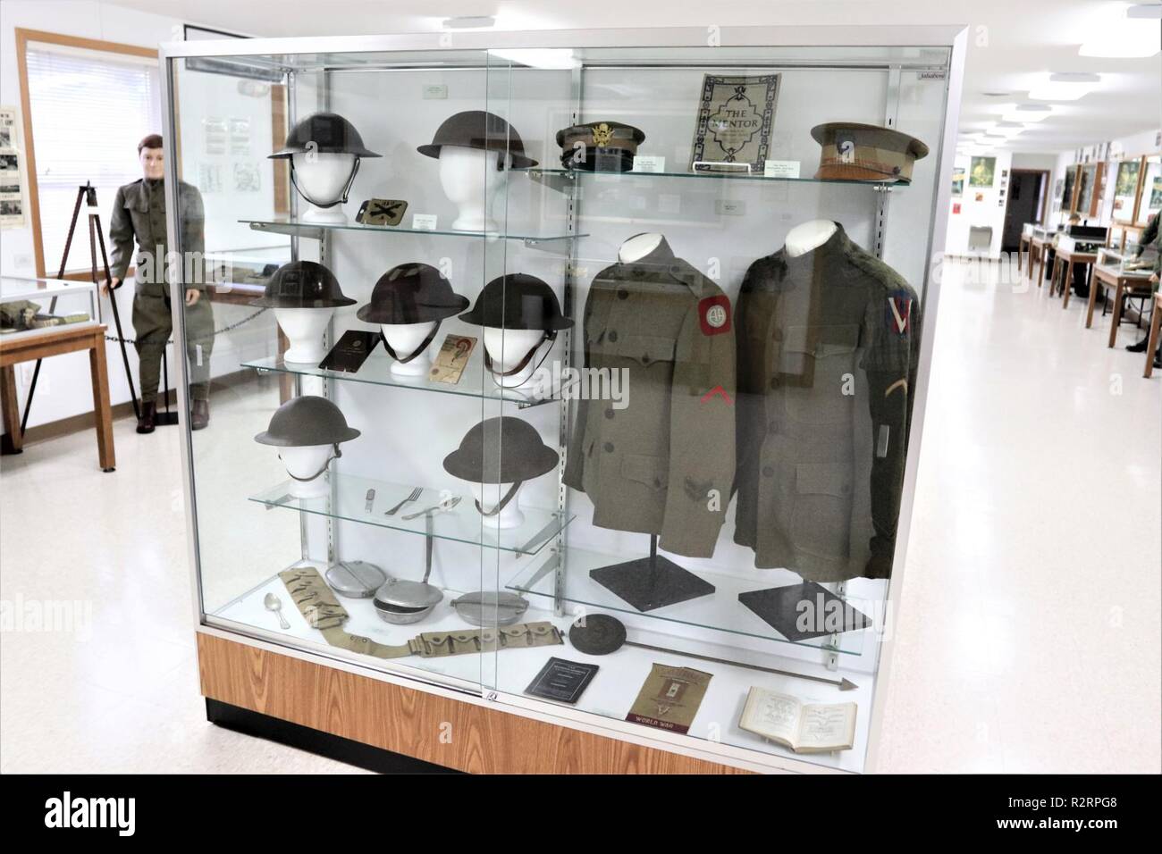 A display case of World War I-era artifacts is shown at the Fort McCoy ...