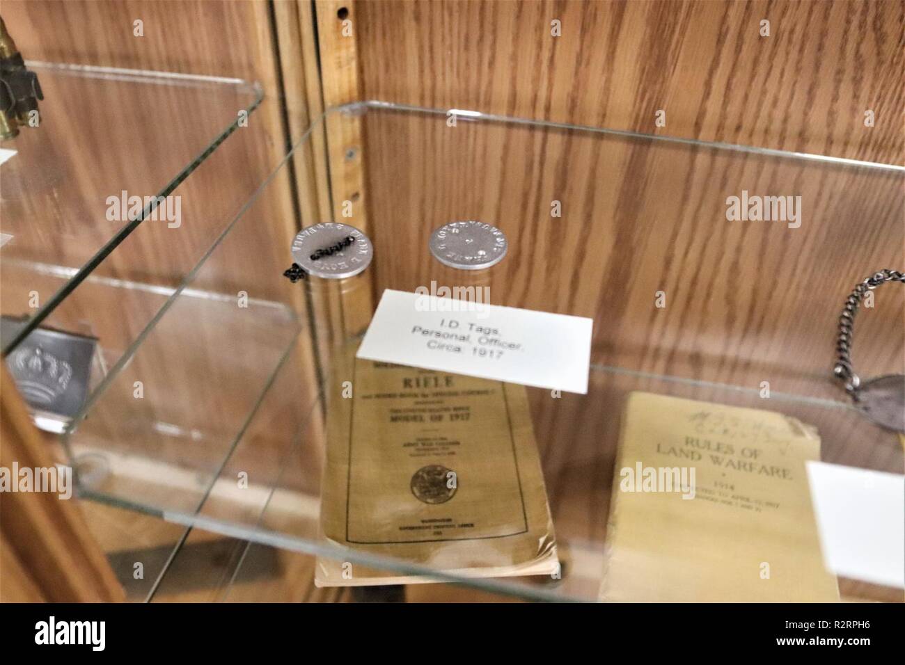 A display case of World War I-era artifacts is shown at the Fort McCoy ...