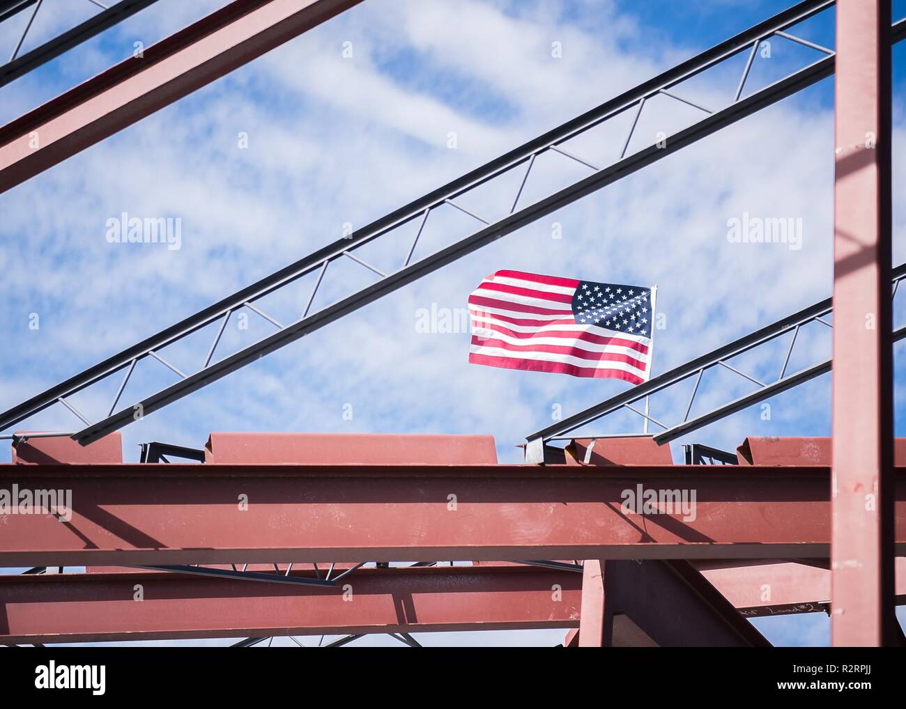 An American flag flies high above the Mission Training Center build ...
