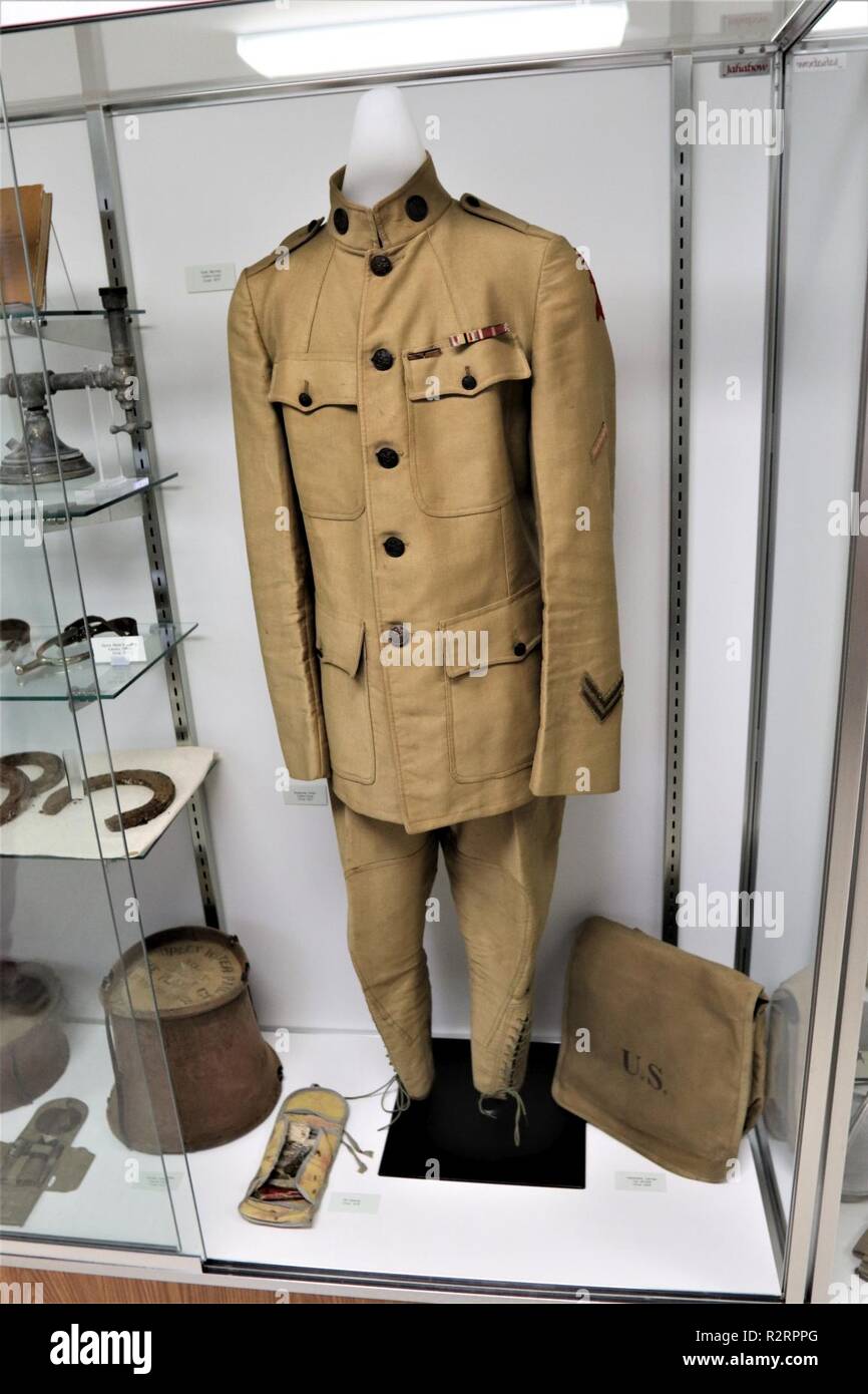 A display case of World War I-era artifacts is shown at the Fort McCoy ...