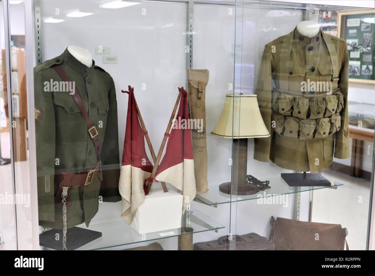 A display case of World War I-era artifacts is shown at the Fort McCoy ...