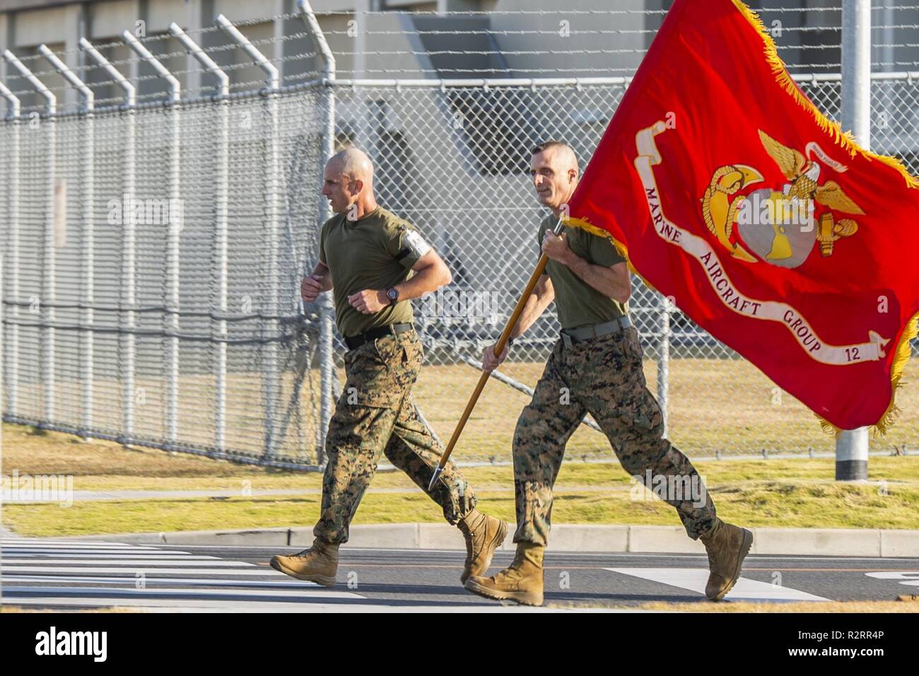 U.S. Marine Corps Col. Mark Palmer, right, commanding officer of Marine ...