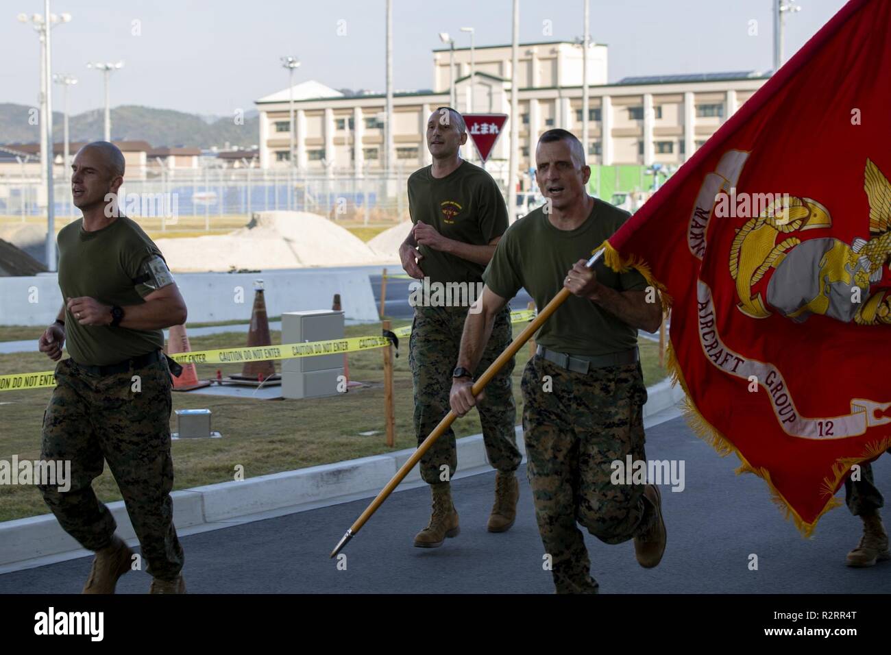 U.S. Marine Corps Col. Mark Palmer, right, commanding officer of Marine ...