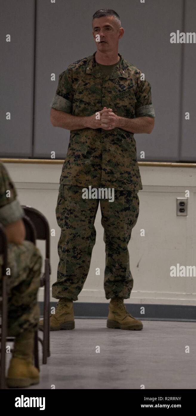 U.S. Marine Corps Col. J. L. Shelton Jr., Commanding Officer of Marine Corps Combat Service ...