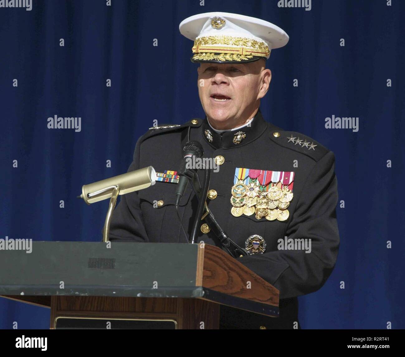 Commandant of the Marine Corps Gen. Robert B. Neller speaks to guests ...