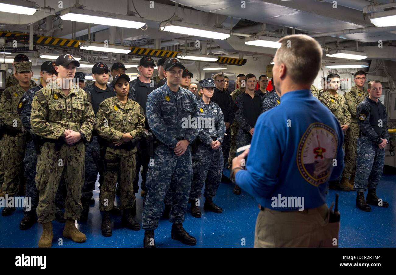 ATLANTIC OCEAN (Nov. 5, 2018) Capt. Sean Bailey, commanding officer of ...