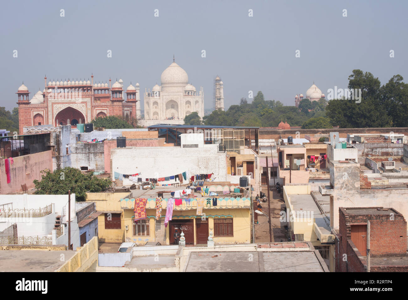 The city of Agra in front of the majestic Taj Mahal the wonder of the ...