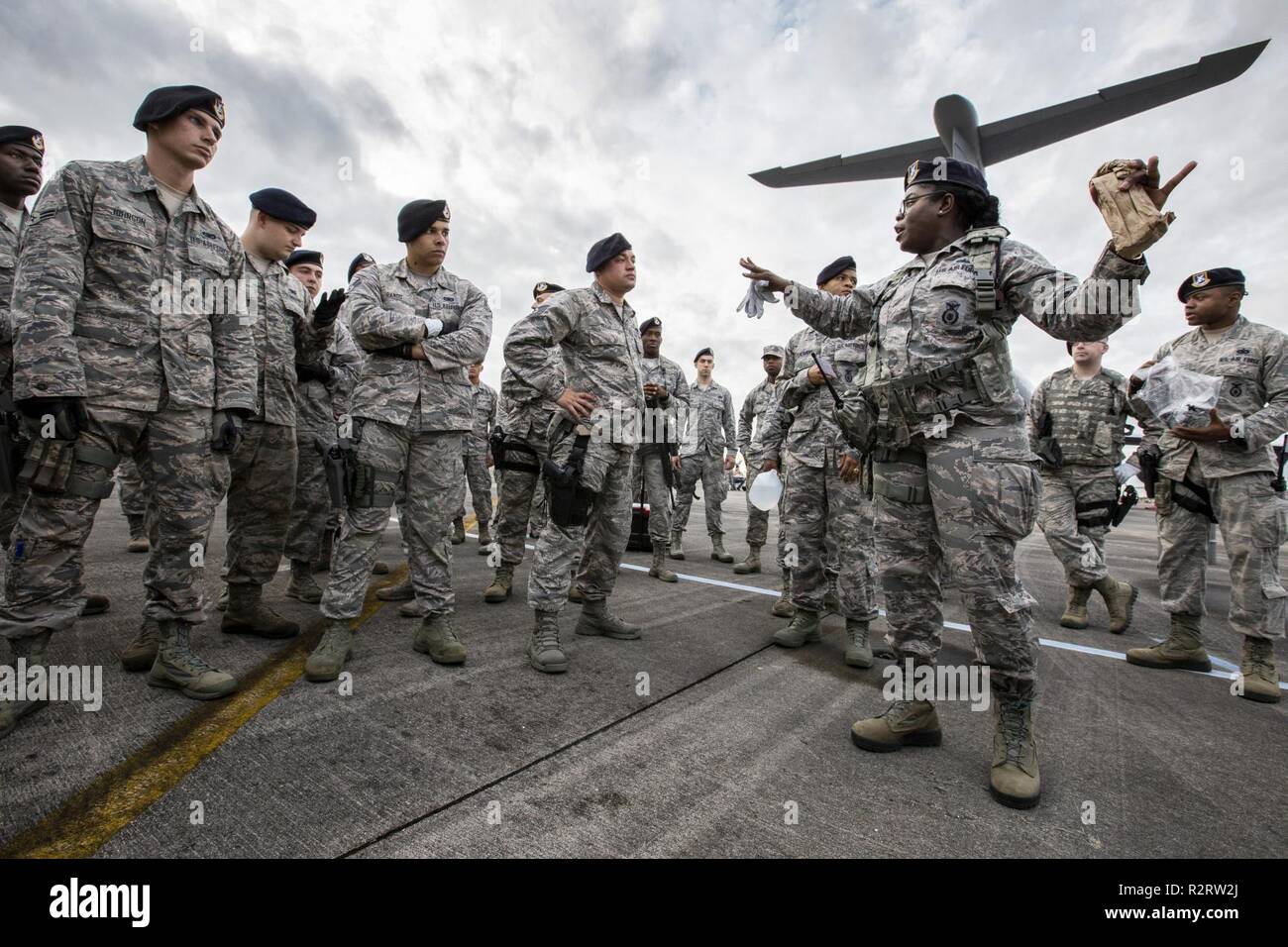 U.S. Air Force Staff Sgt. Lakeviya Hardnett, right, 482nd Security Forces Squadron, 482nd ...
