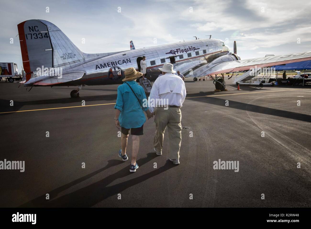 Attendees visit the restored American Airlines Flagship Detroit DC-3 at ...