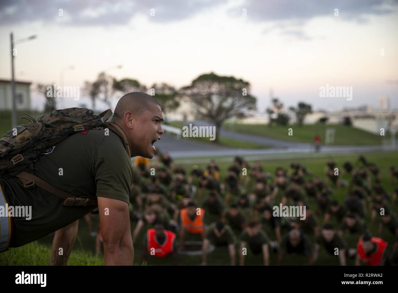 U.S. Marine Corps 1st Sgt. Abelardo Dominguez, acting sergeant major, Headquarters and Support ...