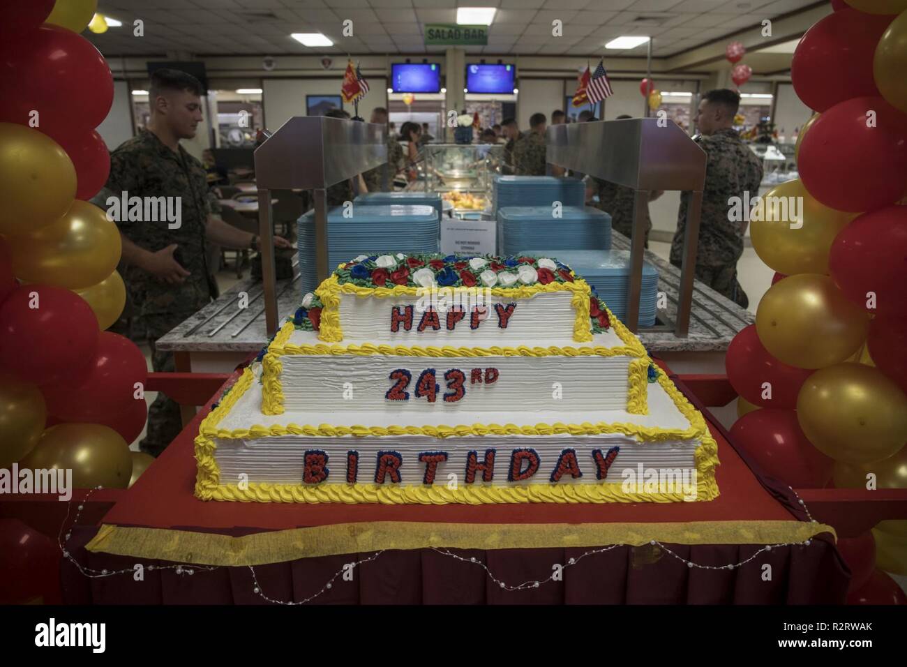 A birthday cake is displayed during a birthday lunch at the Anderson ...