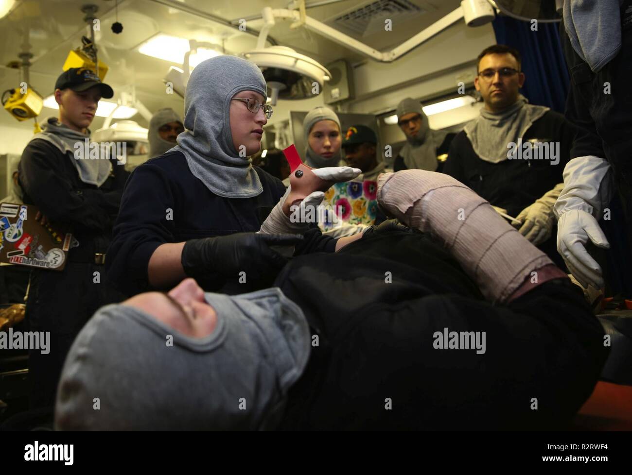 NORFOLK (Nov. 2, 2018) Hospital Corpsman 2nd Class Karla Perez assesses ...