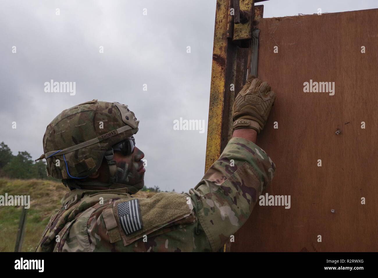 A Paratrooper assigned to Company A, 307th Airborne Engineer Battalion ...