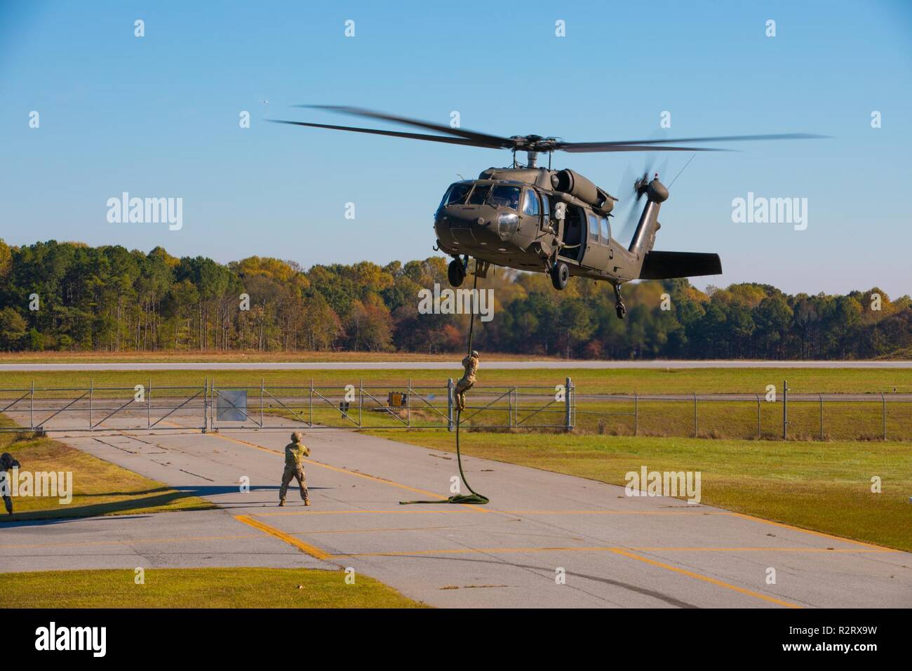 U.S. Army Soldiers from the 5th Ranger Training Battalion, conduct Fast ...