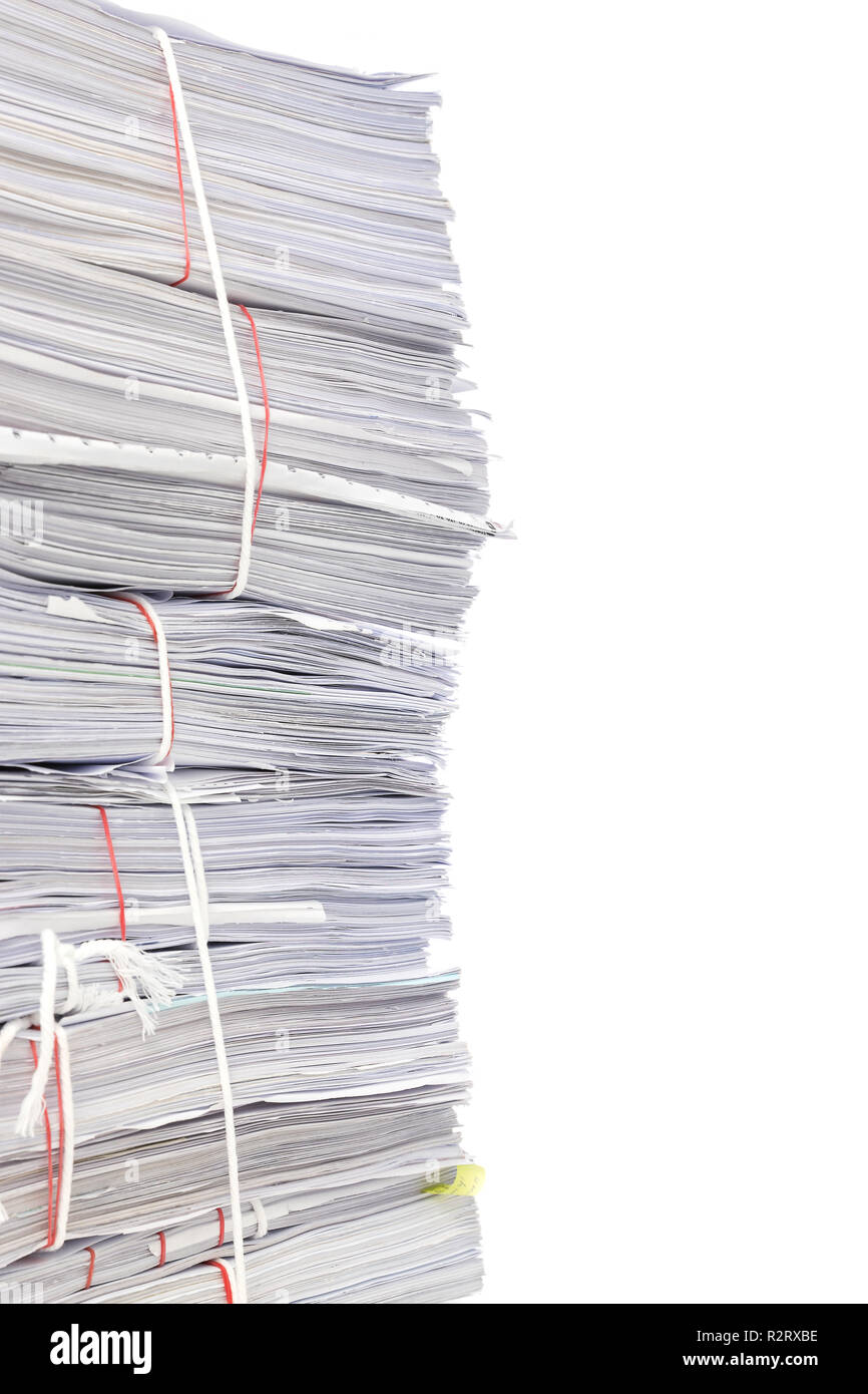 Stack of business document papers isolated on white background Stock ...