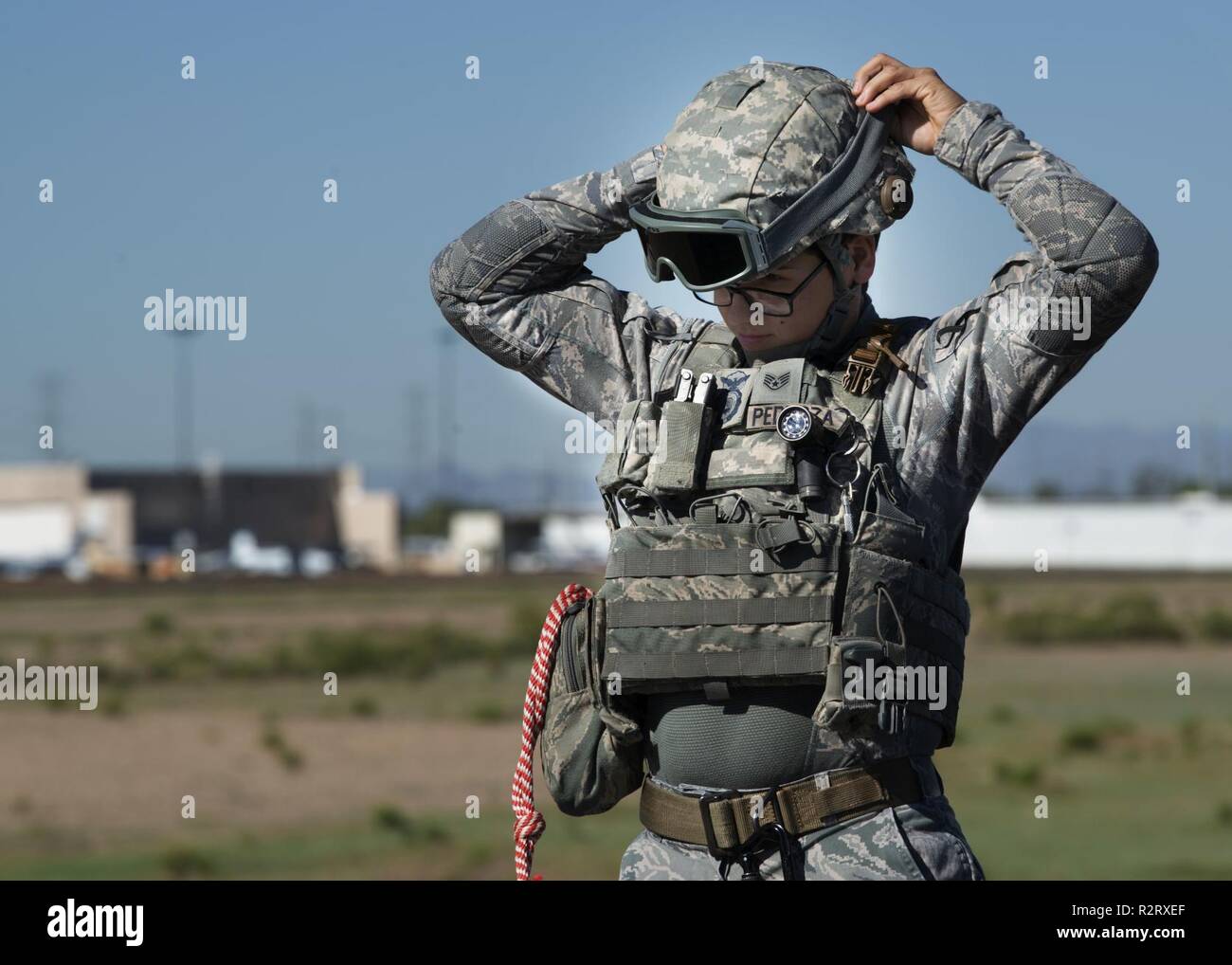 Staff Sgt. Elizabeth Pedroza, 56th Security Forces Squadron military working dog handler ...