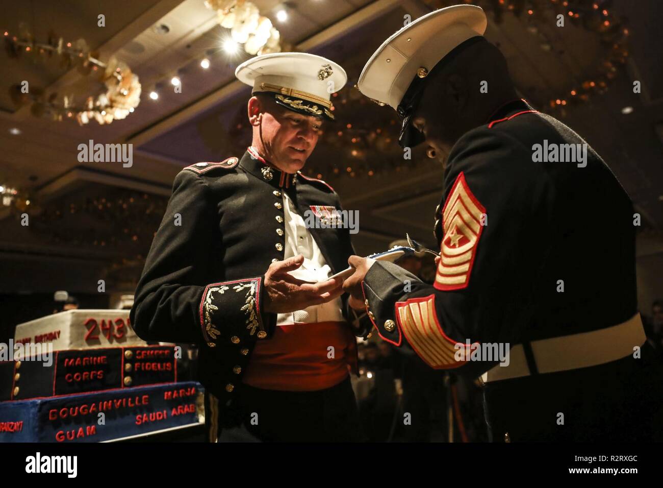 U.S. Marine Corps Lt. Col. Eric A. Meador (left), 1st Battalion, 3rd ...