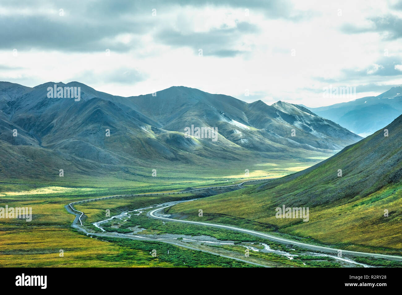 A view of the Atigun Pass in the Brooks Range from Dalton Highway in ...