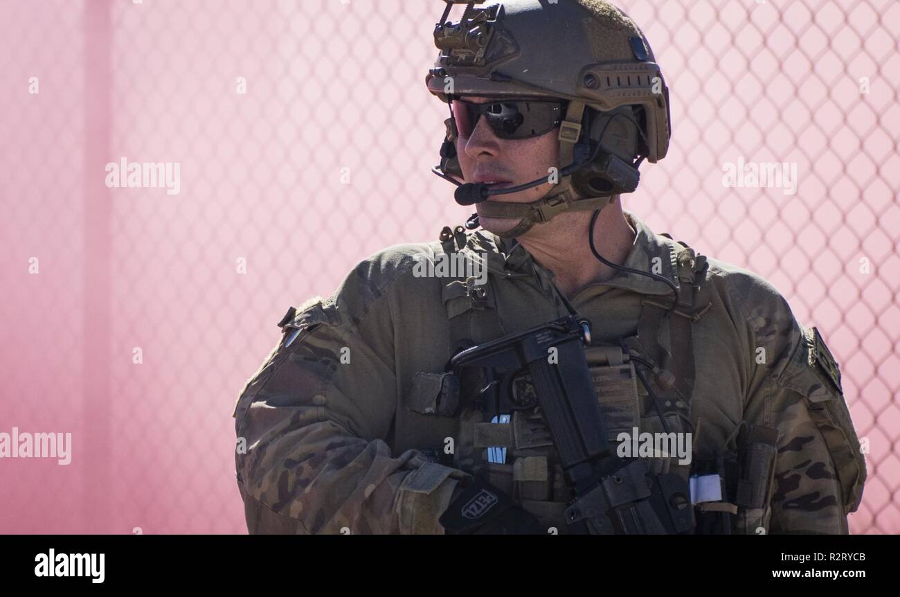 A pararescueman assigned to the 58th Rescue Squadron deploys a smoke ...