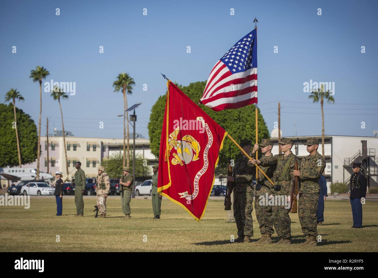 U.S. Marines with Headquarters and Headquarters Squadron, Marine Corps ...