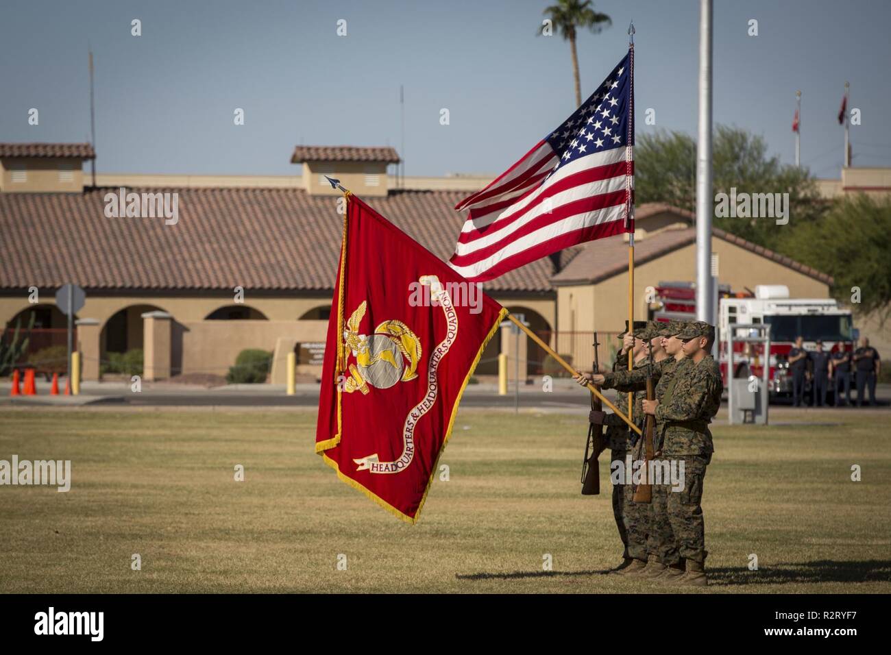 U.S. Marines with Headquarters and Headquarters Squadron, Marine Corps ...